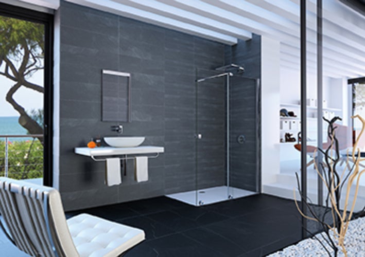 HÃPPE Xtensa pure Walk-In porta scorrevole 1 pezzo, con segmento fisso ...
