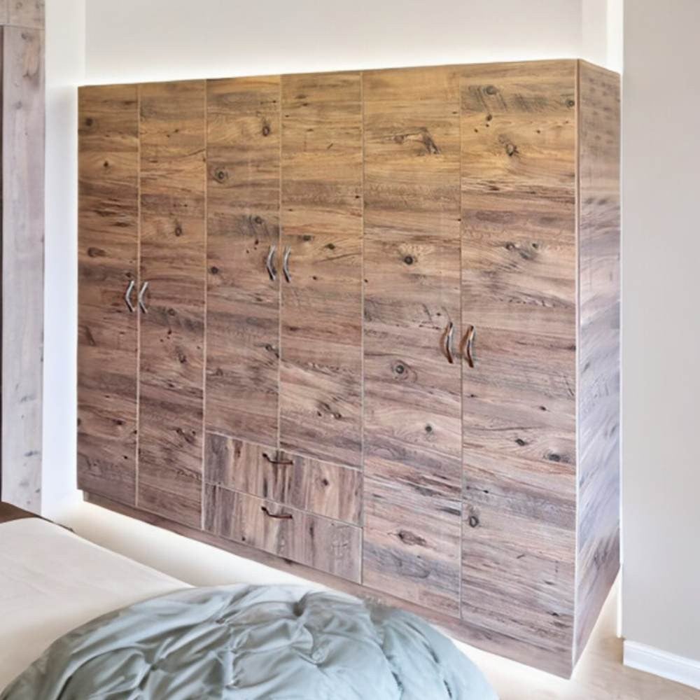 Armadio 6 ante e 2 cassetti GRD4262023 colore rovere rustico 200X45180H ...