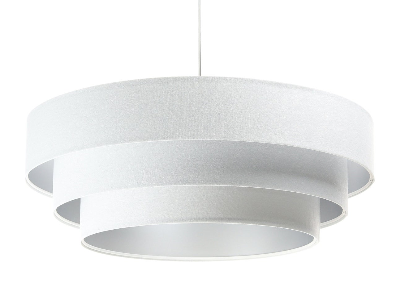 TRINIA - Suspension abat-jour Velours microfibre Blanc / Argent | Leroy ...