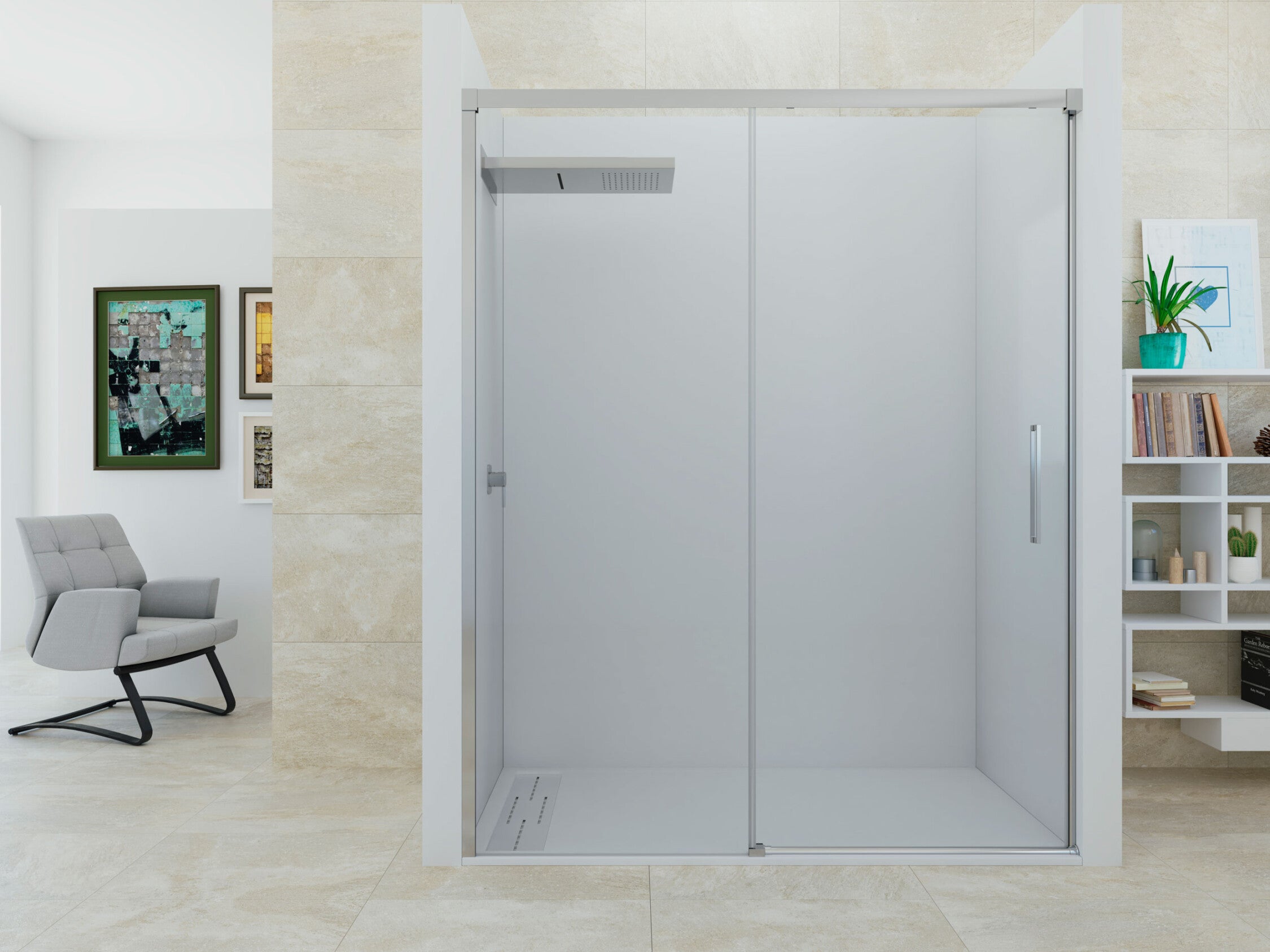 Mampara Frontal Corredera Sin Perfil Inferior. Cristal templado 6mm ...