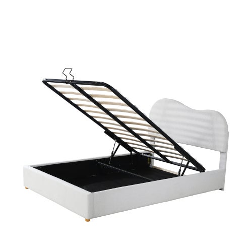 Cama con listones de metal, marco de cama moderno con espacio de ...