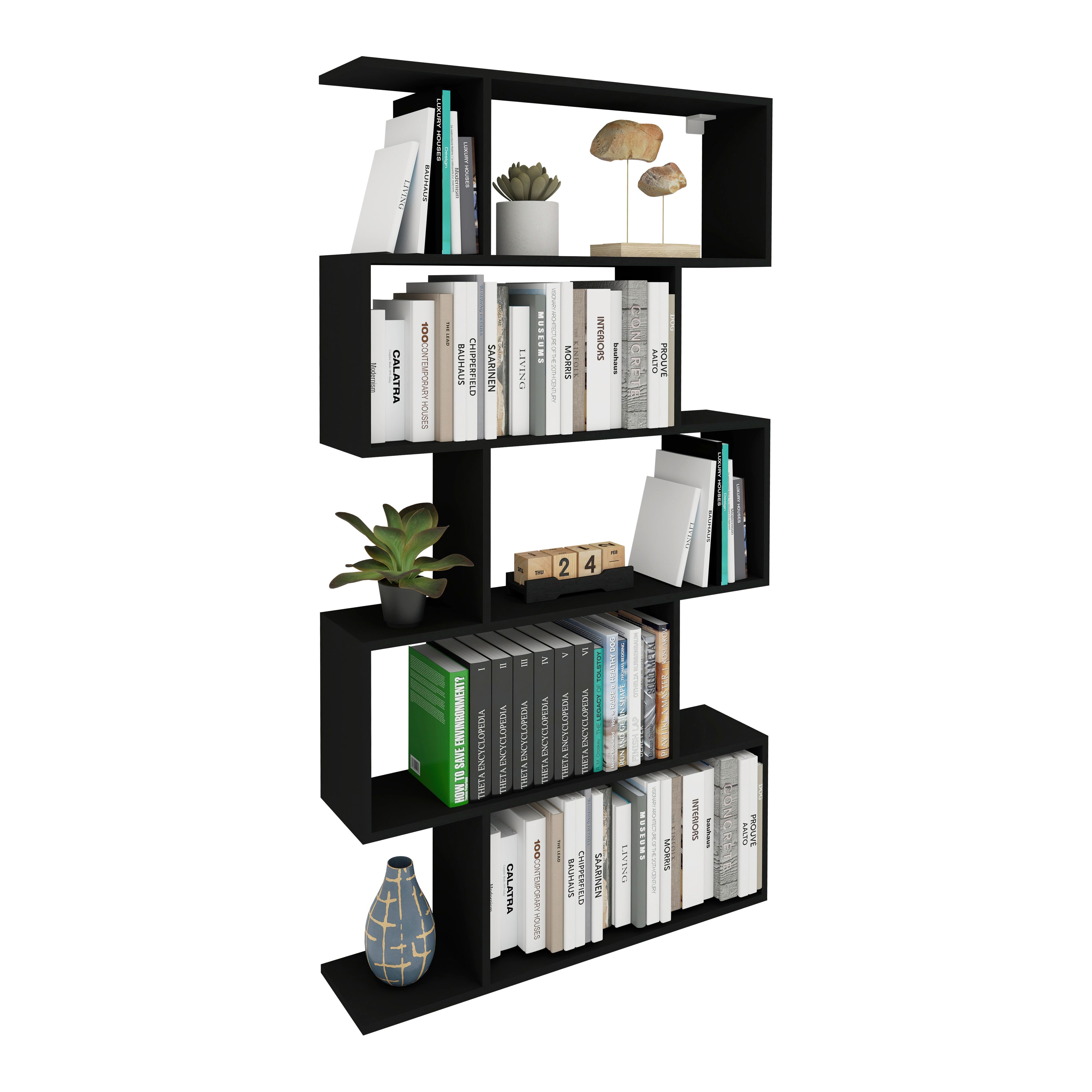 Librería haaus Kimo, 5 compartimentos, Negro, 90 x 20 x 160 cm | Leroy ...