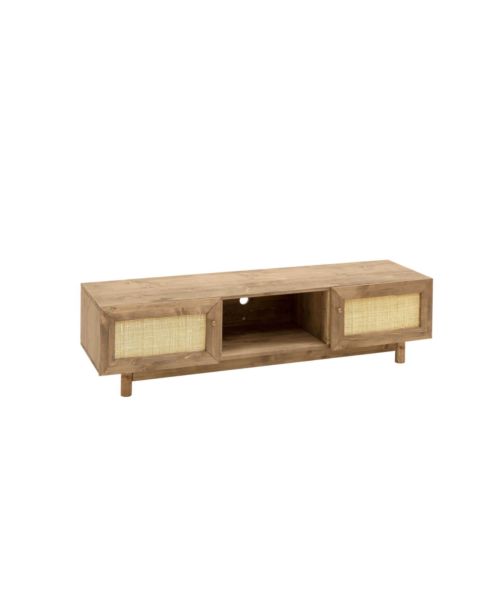 FRIDA - Mobile TV in legno massello a 2 ante in tono rovere scuro ...