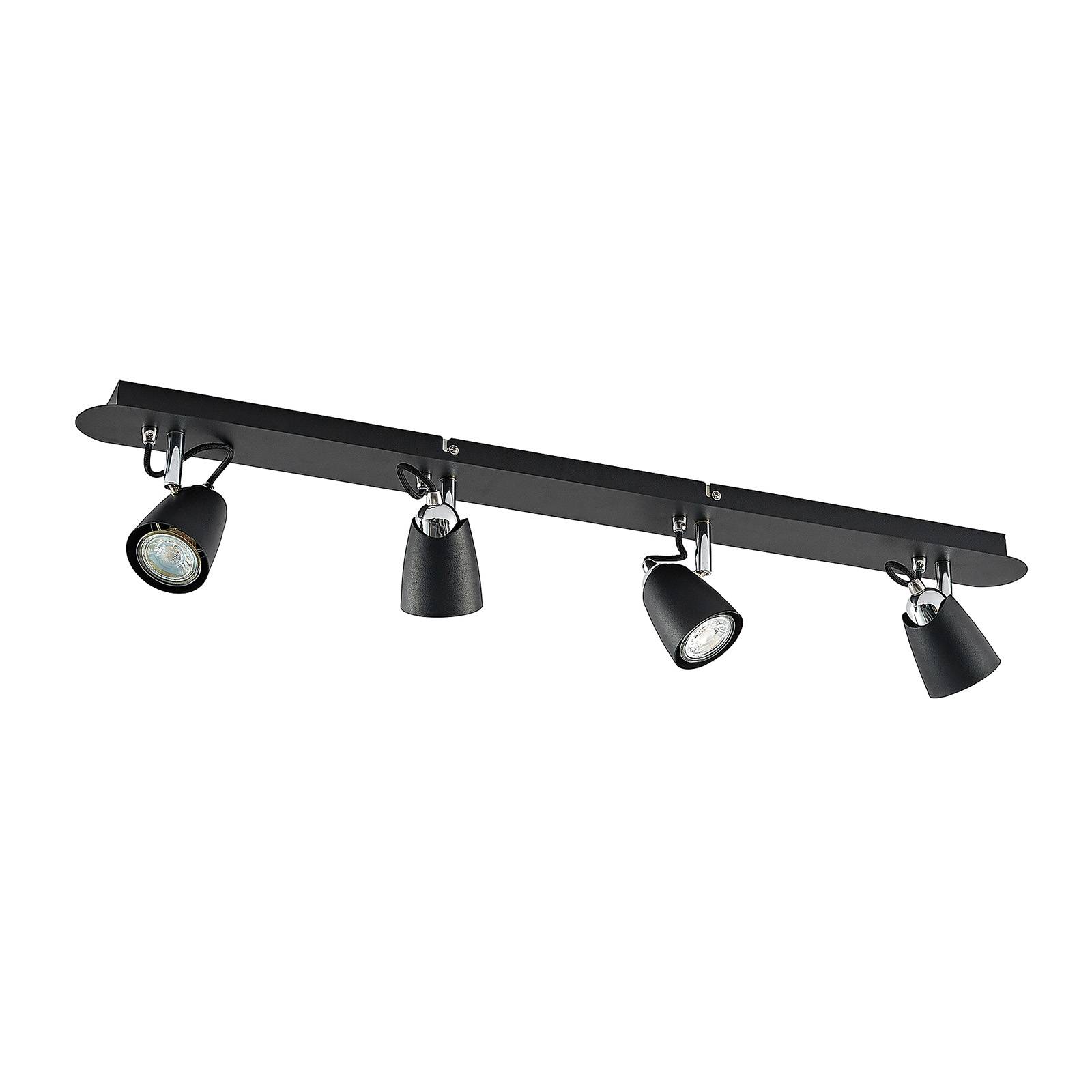 Lindby Noria foco de techo, negro, 4 luces, foco empotrado, lámpara de ...