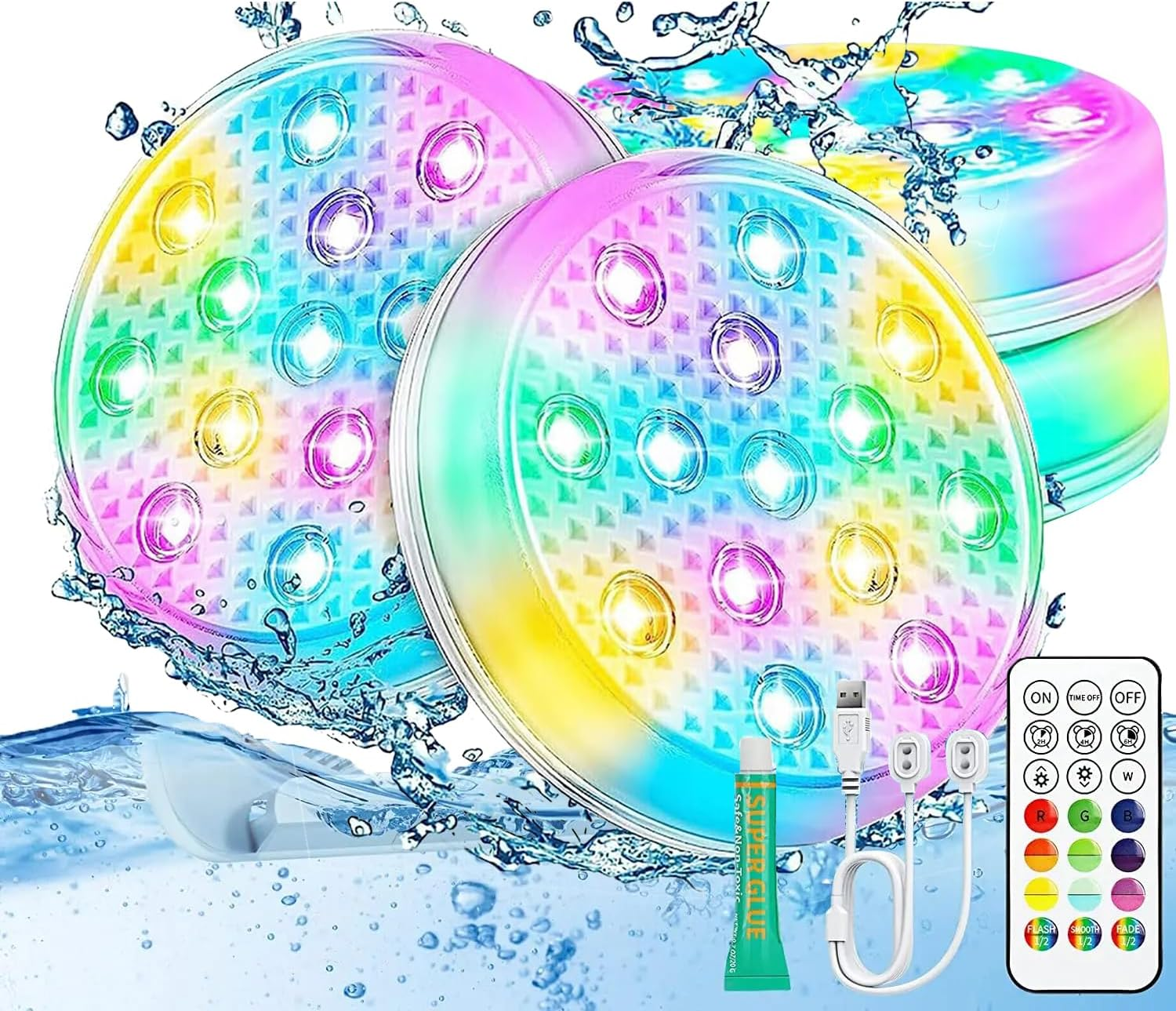 Lot de 4 lampes LED submersibles rechargeables, Éclairage LED pour ...