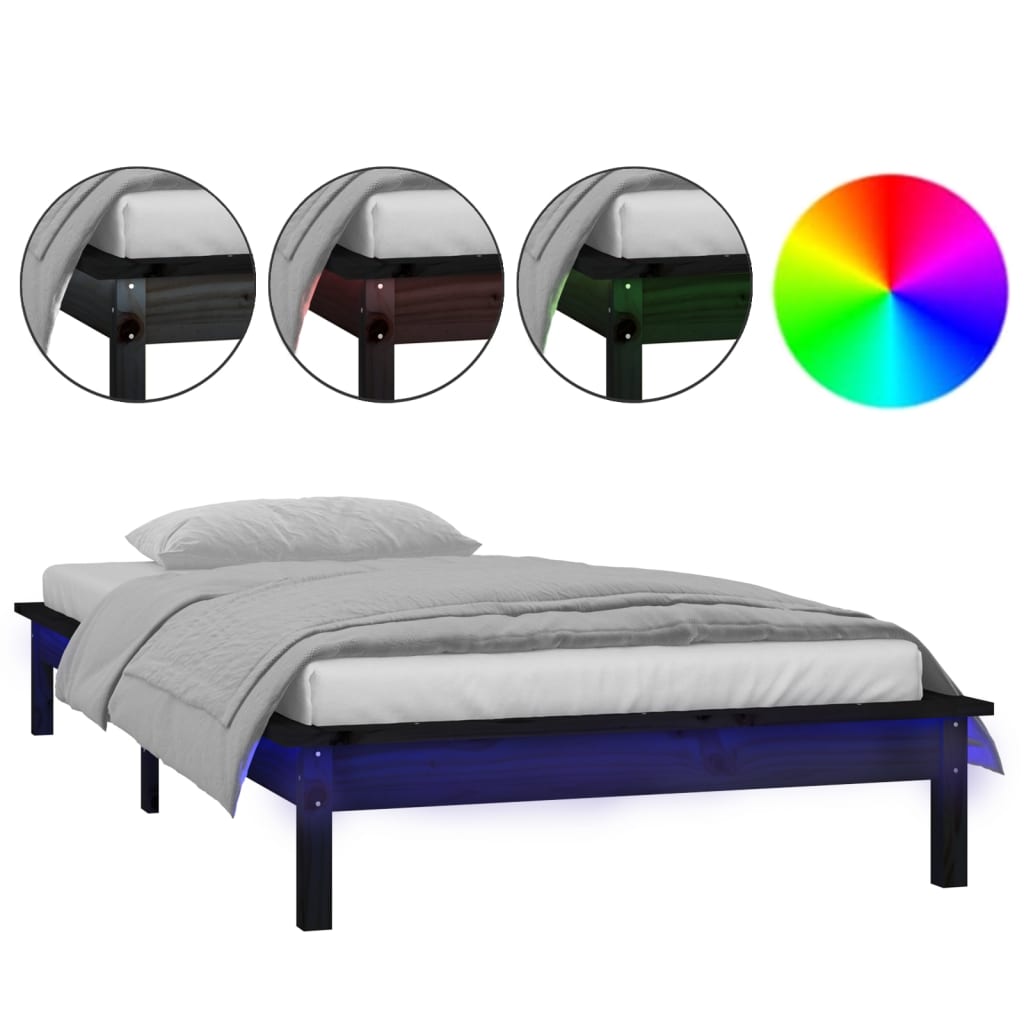 Cama individual | Cama para adultos | Estructura de cama con LED madera ...