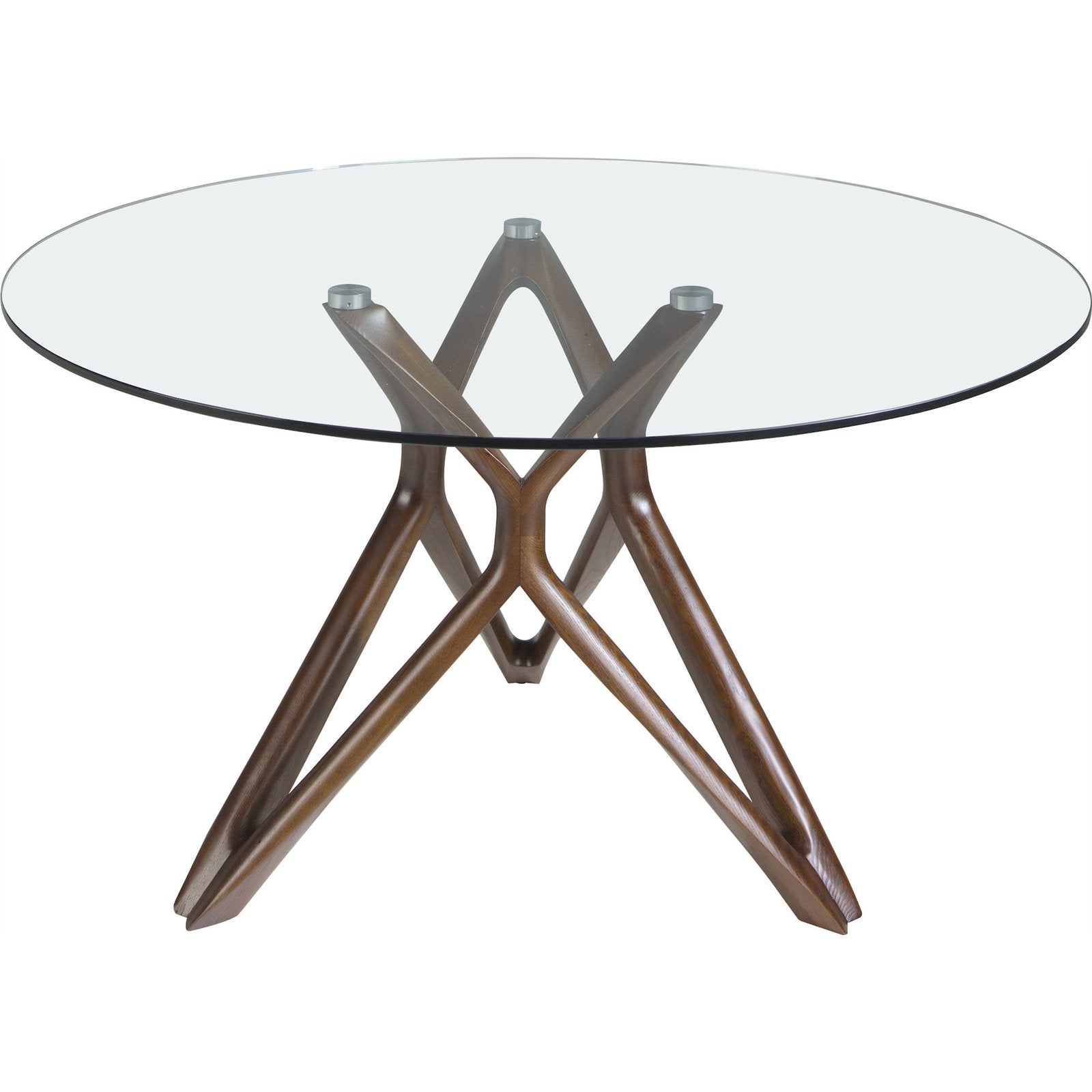 Table ronde Angel Cerda en verre trempé et frêne 130 x 130 x 75 cm ...