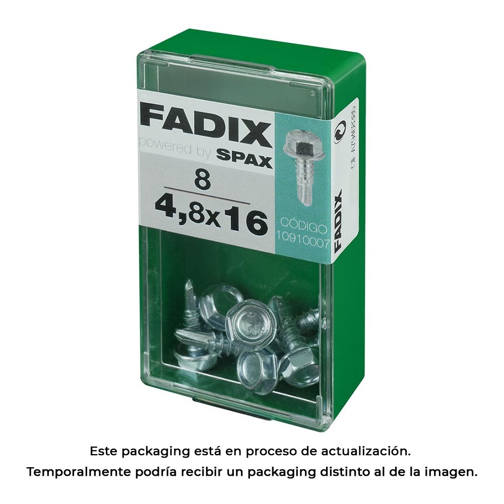 Caja de 8 unidades de tornillo de rosca chapa con cabeza hexagonal autotaladrante 4,8x16mm Fadix ...
