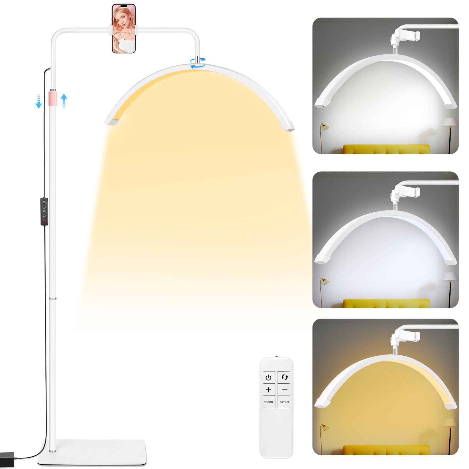 Luce per ciglia per Lash Tech, luce a mezza luna regolabile, lampada da ...