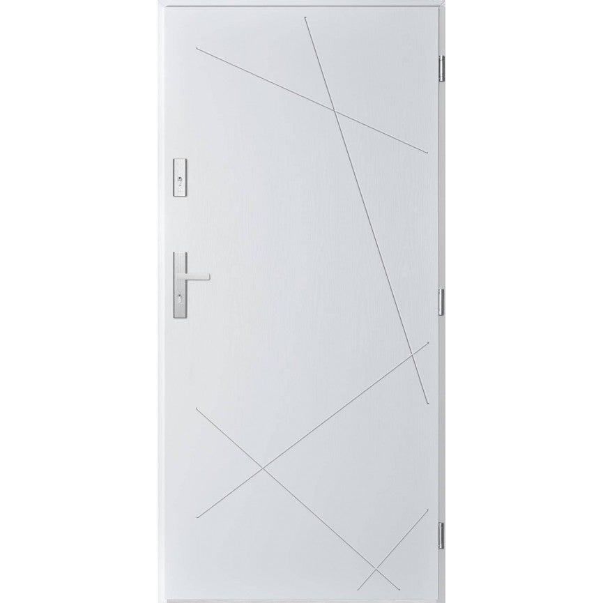 Porte d'entrée simple DIAGO 80 cm blanc - Sans Poignée et serrure ...
