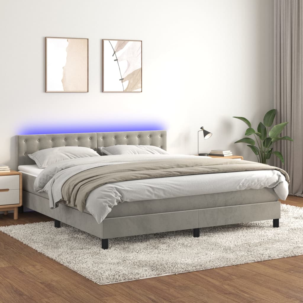 Sommier à lattes de lit matelas et LED Gris clair 160x200 cm | Leroy Merlin