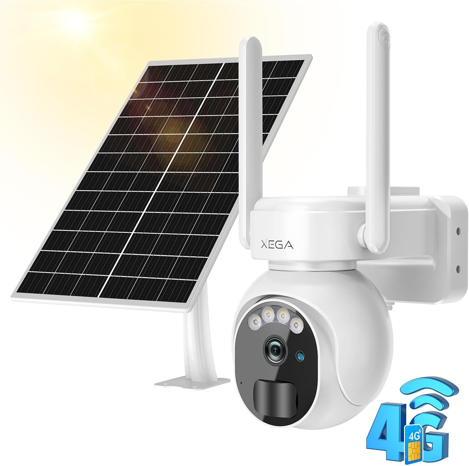Xega Caméra de Surveillance 3G/4G LTE Solaire avec Carte SIM,2K HD PTZ ...