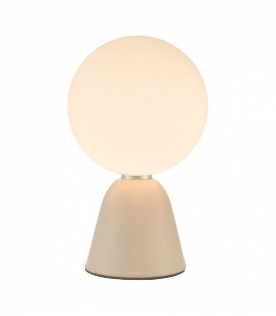 Lampe de table globe Francesca Verre opal,Rose mat 1 ampoule 25cm ...