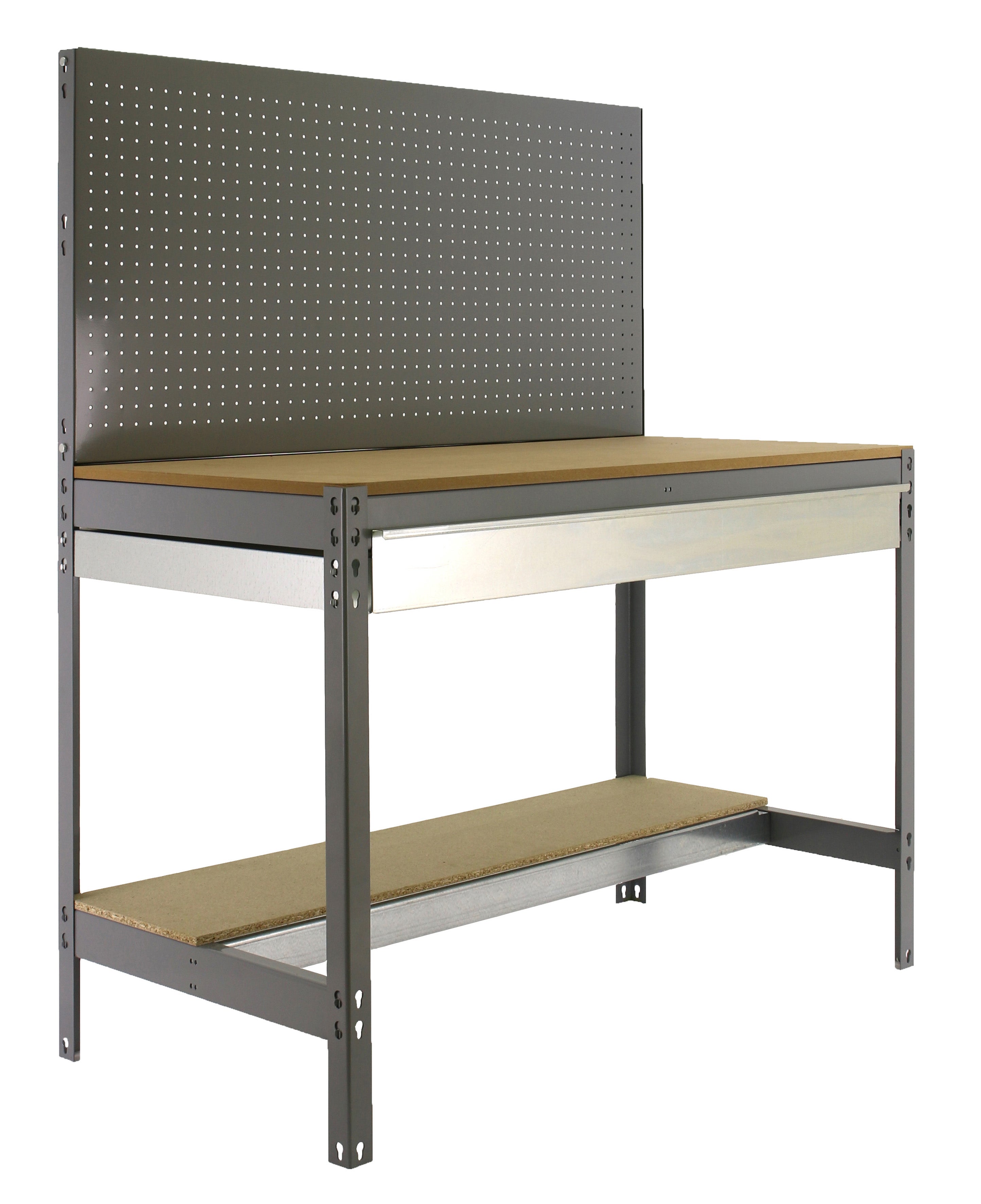 Banco de trabajo SIMONWORK de 2 estantes (144,5x121x61cm) GRIS Y MADERA ...