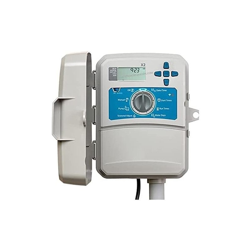 Programador de riego eléctrico Hunter X2, 4 zonas de riego, exterior ...