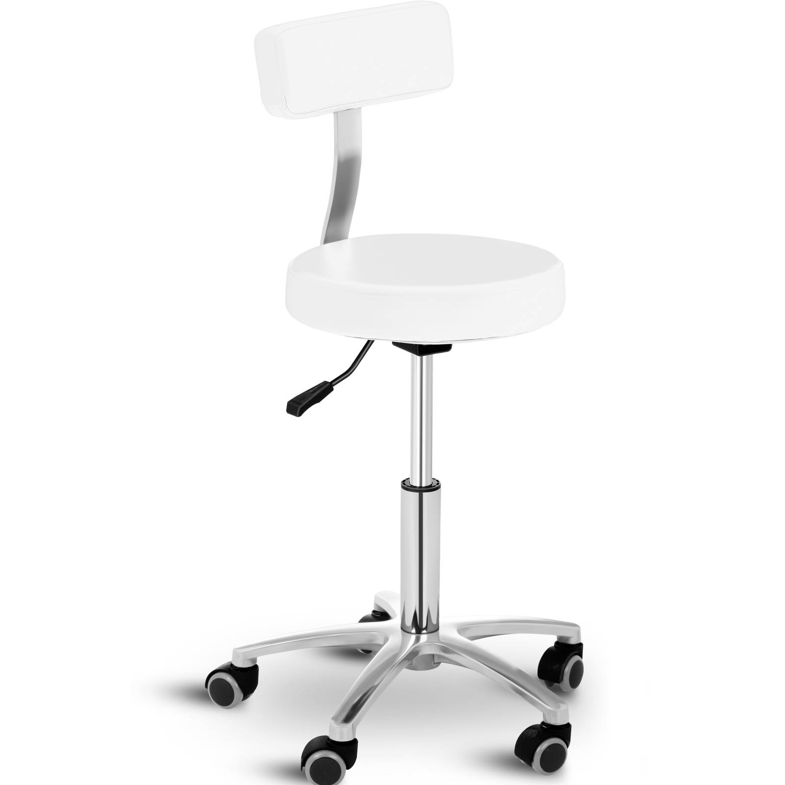 Tabouret à roulettes avec dossier - 460 - 600 mm - 150 kg - Blanc ...