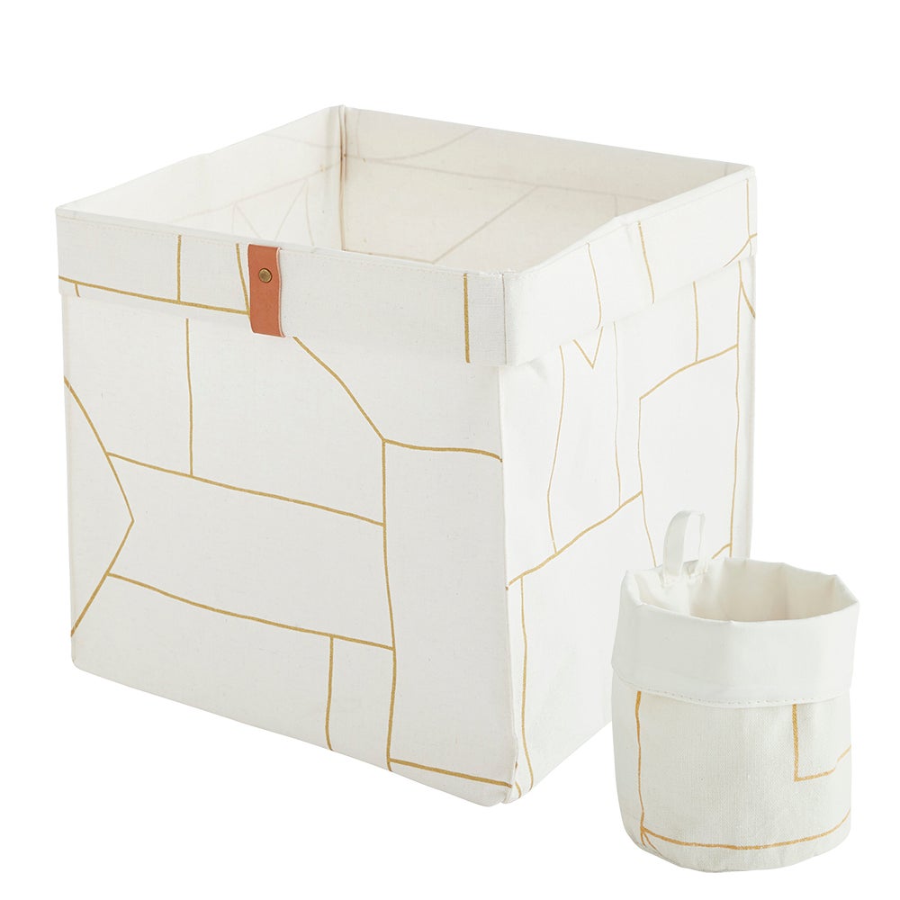 Panier de rangement souple + 1 pochon offert - Pliable - Blanc et Or ... Panier de rangement souple + 1 pochon offert - Pliable - Blanc et Or ...