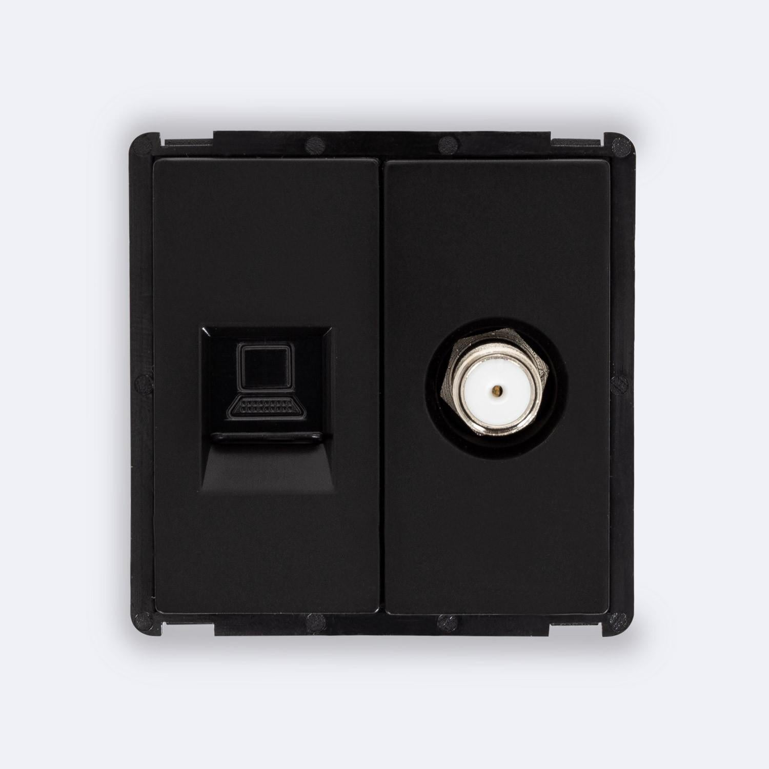 Prise Internet RJ45 CAT 6 + Satellite Modern Noir | Leroy Merlin