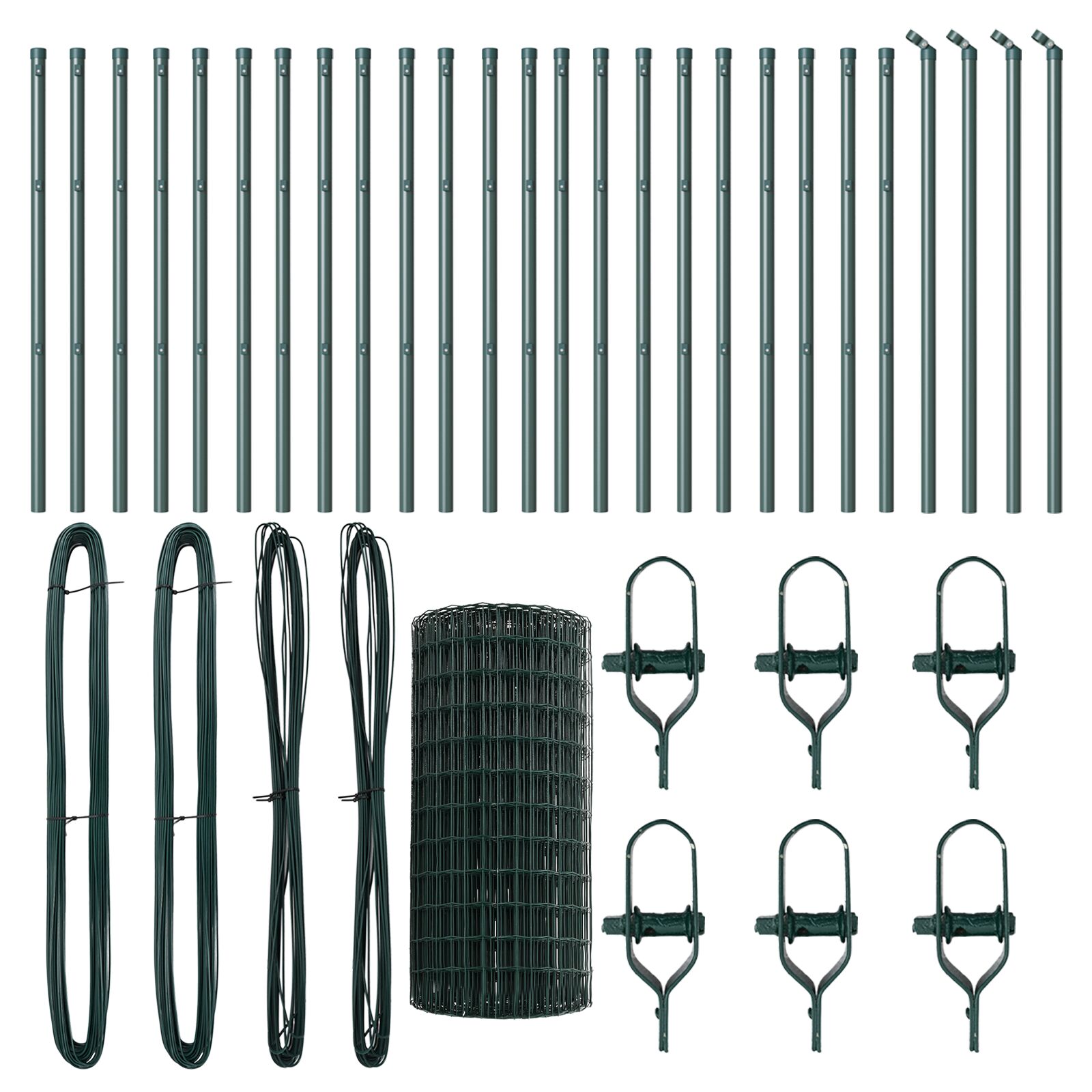 Cerca Euro de con 13 Postes 0.4x50 m de Acero Galvanizado Verde ...