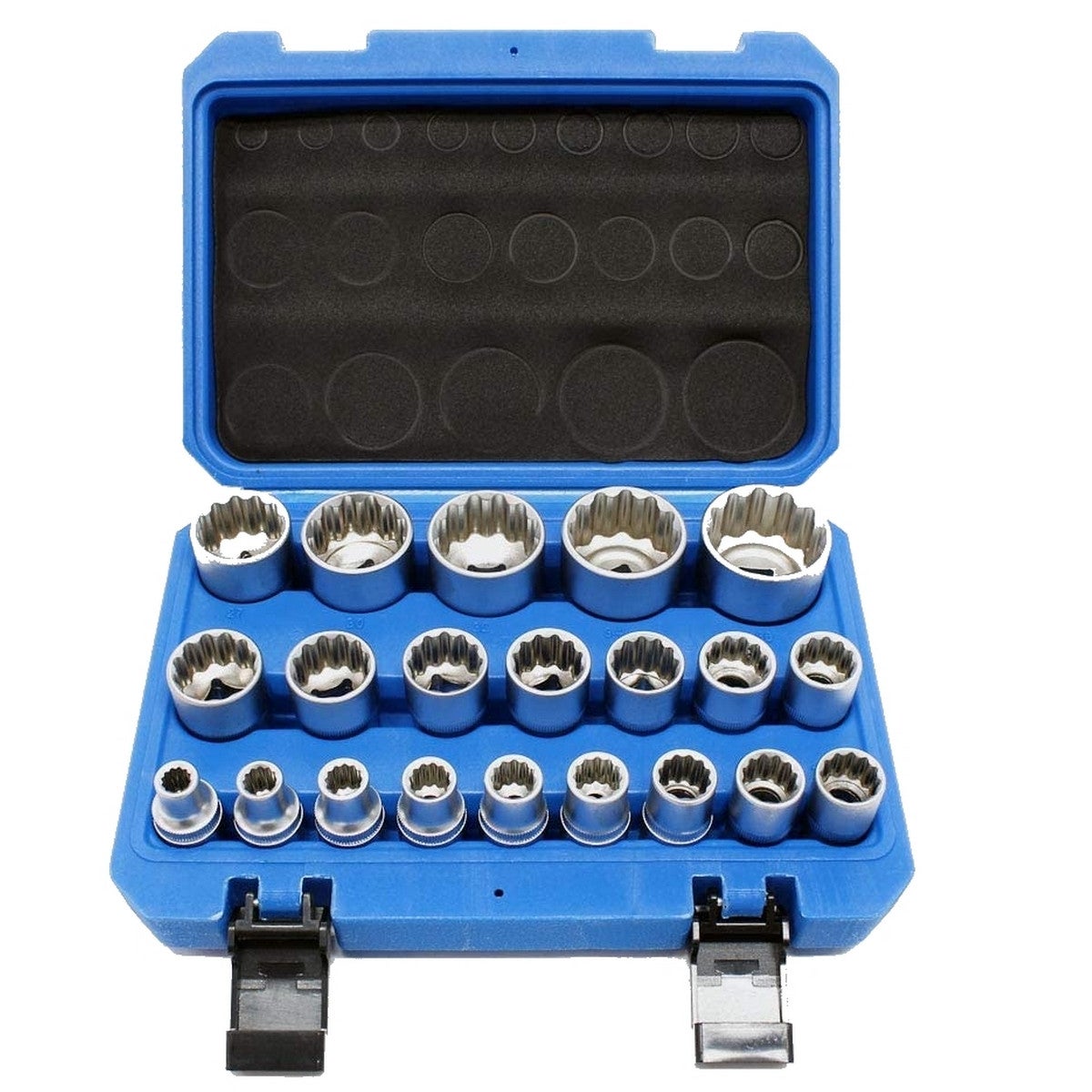 COFFRET DE DOUILLES 12 PANS CHROME VANADIUM de 8 à 36 mm CARRE 1/2 ...