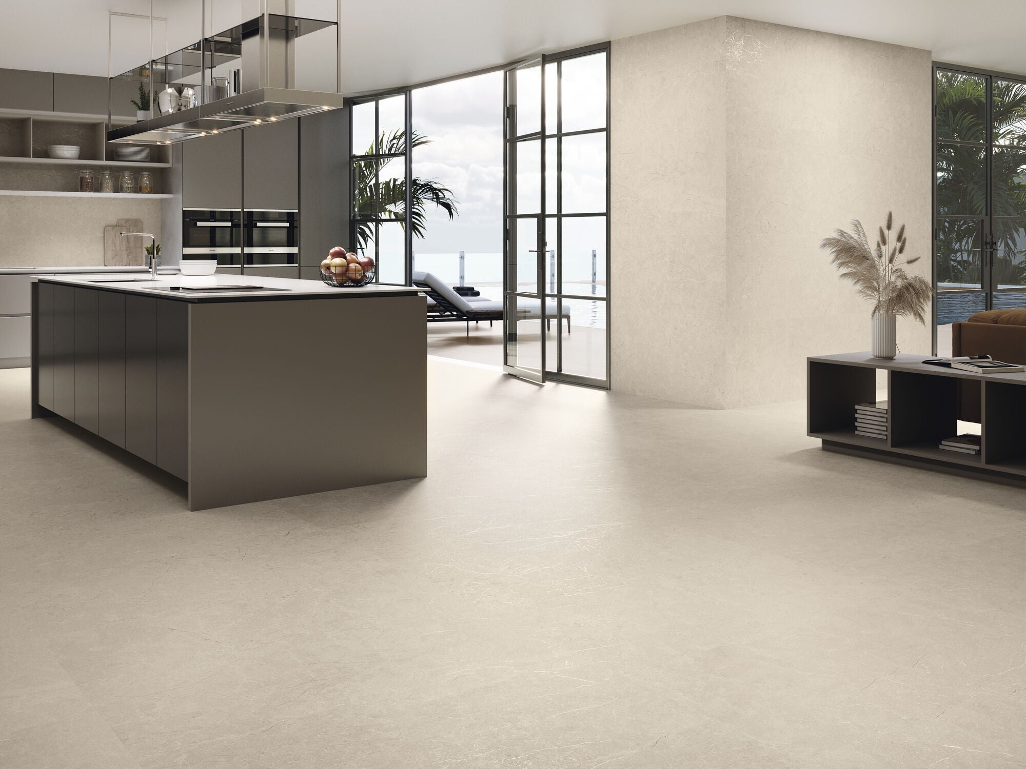 Carrelage aspect béton Lastone beige mate 60x120 cm | Bricoman
