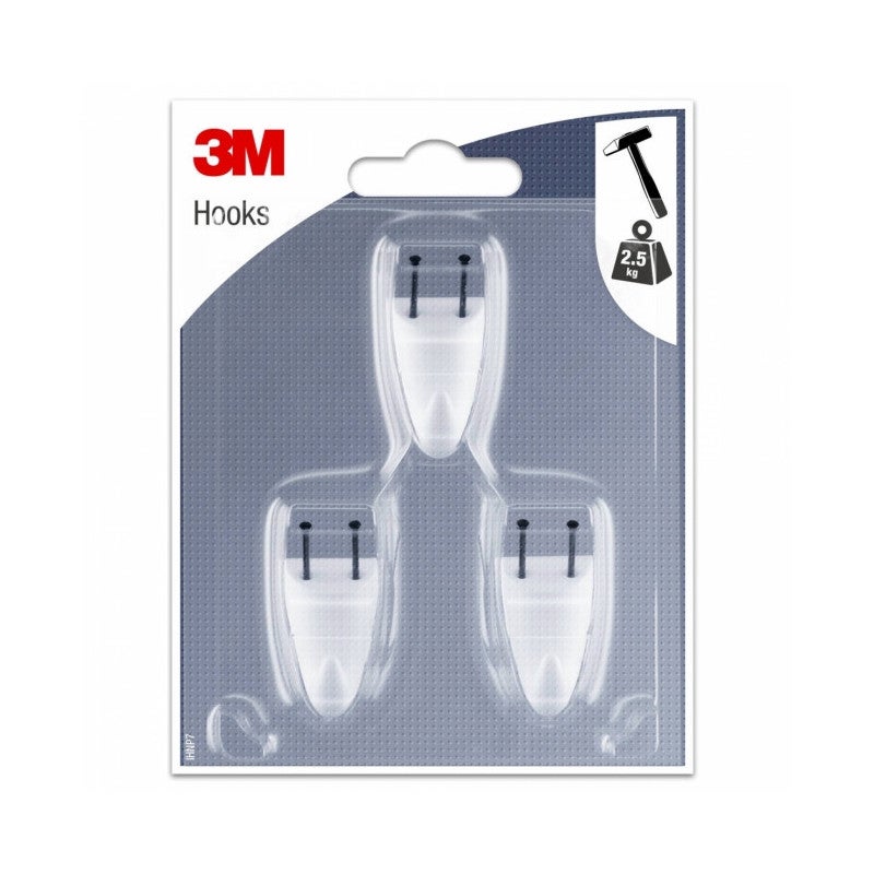 Crochets à clouer - spécial plâtre - blanc - petit modèle (x3) 3M ...