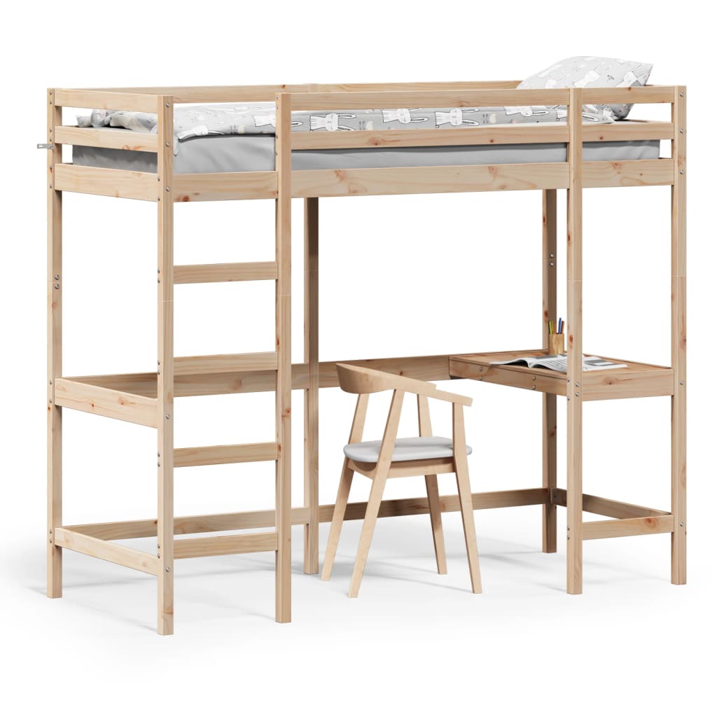 Letto alto con scrivania in pino massello 80x200 cm — COMFORTXL | Leroy ...