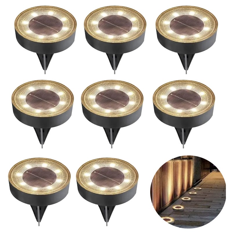 Lampes solaires au sol pour l'extérieur, 8 pièces, lampes solaires à 8 ...