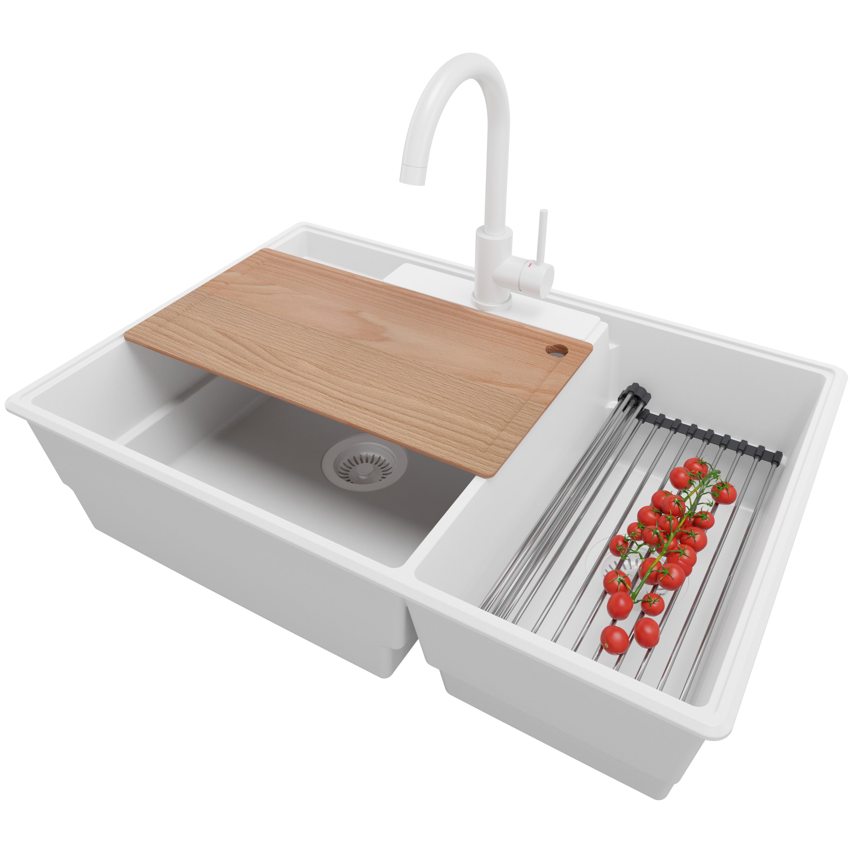 PRIMAGRAN Fregadero Granito Todo Blanco 78x53cm, Fregadero Cocina 2 ...