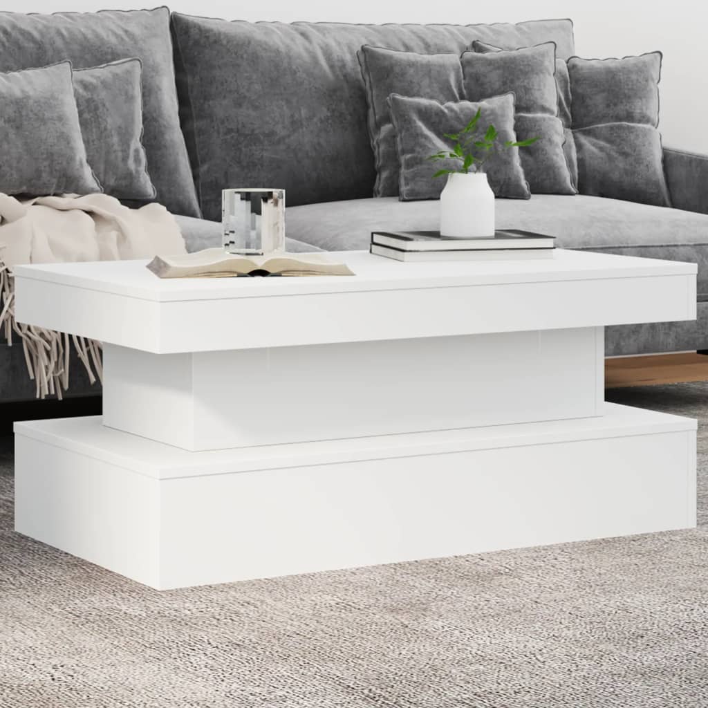 Table basse | Table d'appoint | Table de salon avec lumières LED blanc ...