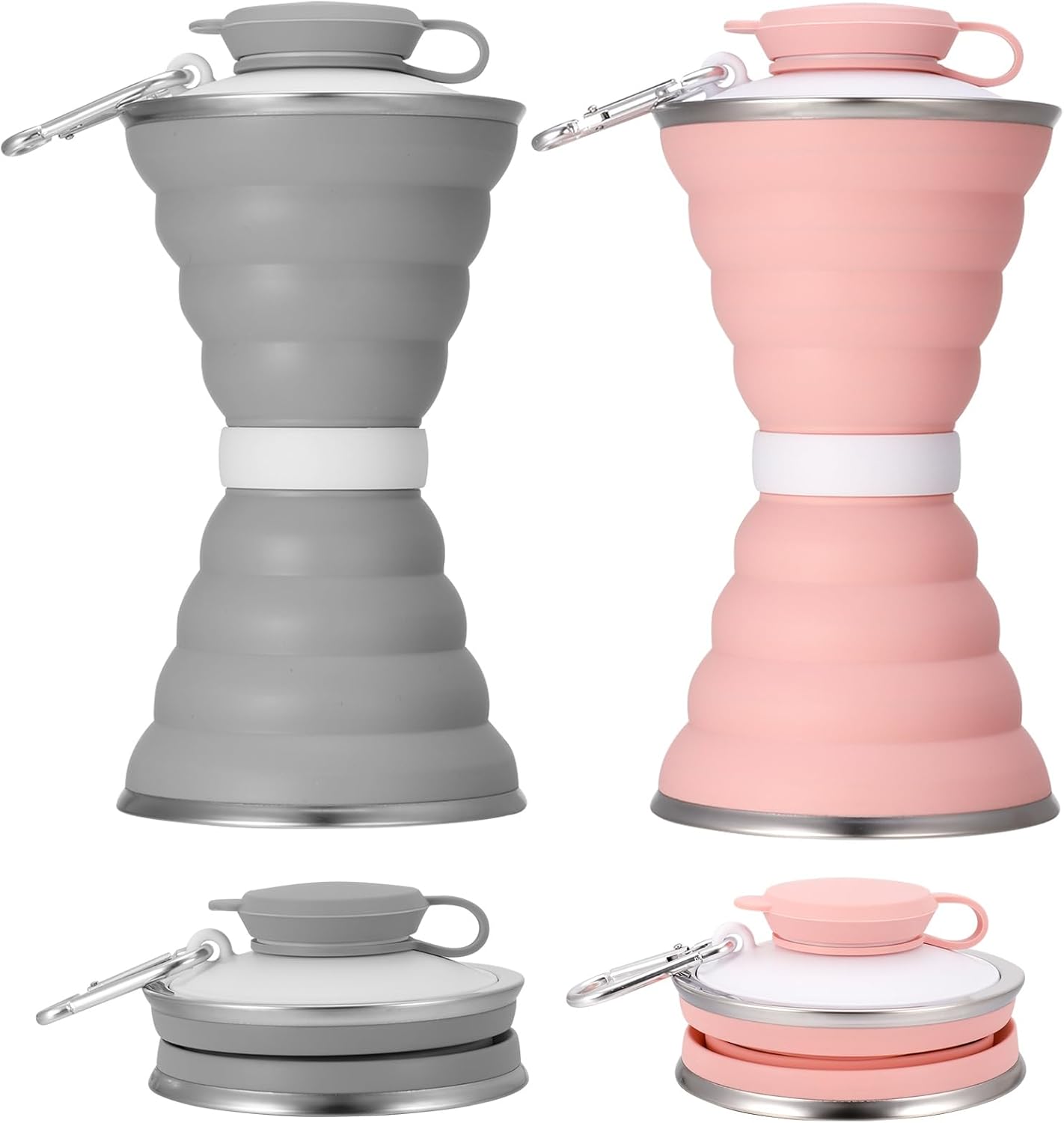 Deux gourdes pliables de 500 ml en silicone, étanches et réutilisables ...