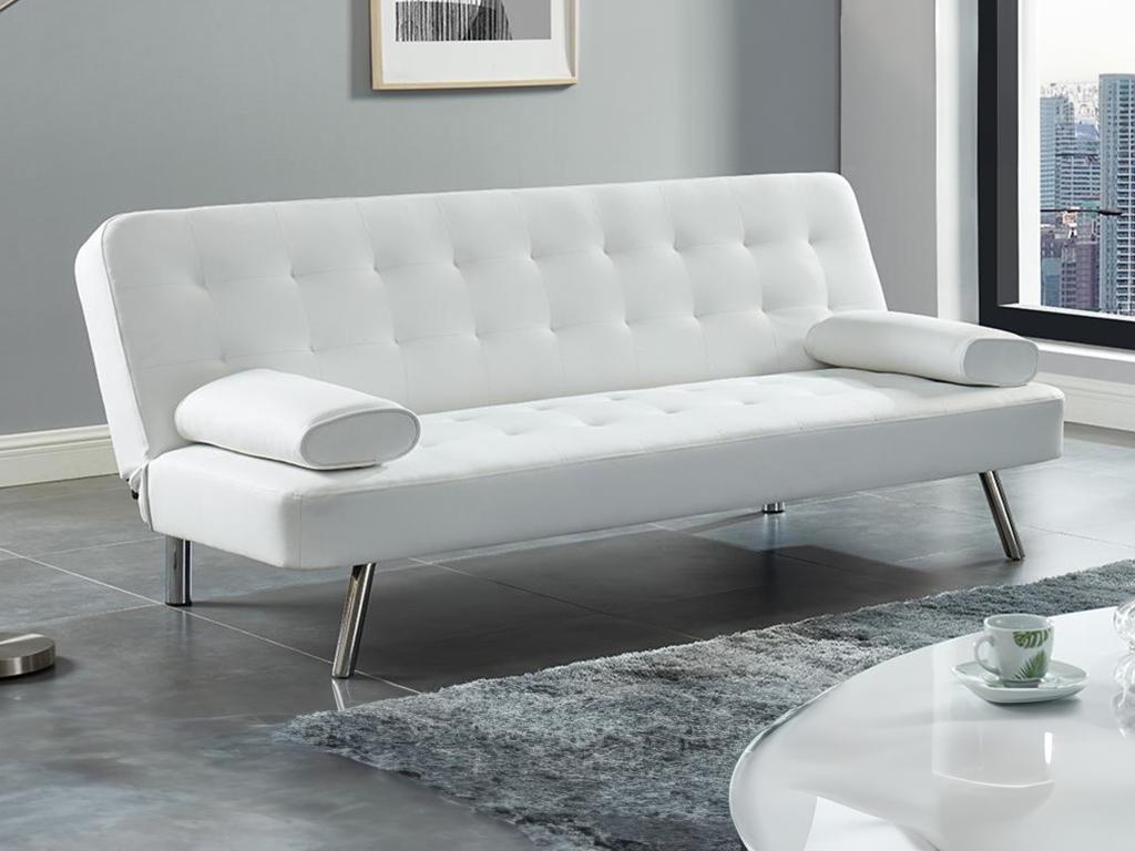 Sofá cama clic-clac MICHELLE II de piel sintética - Blanco | Leroy Merlin