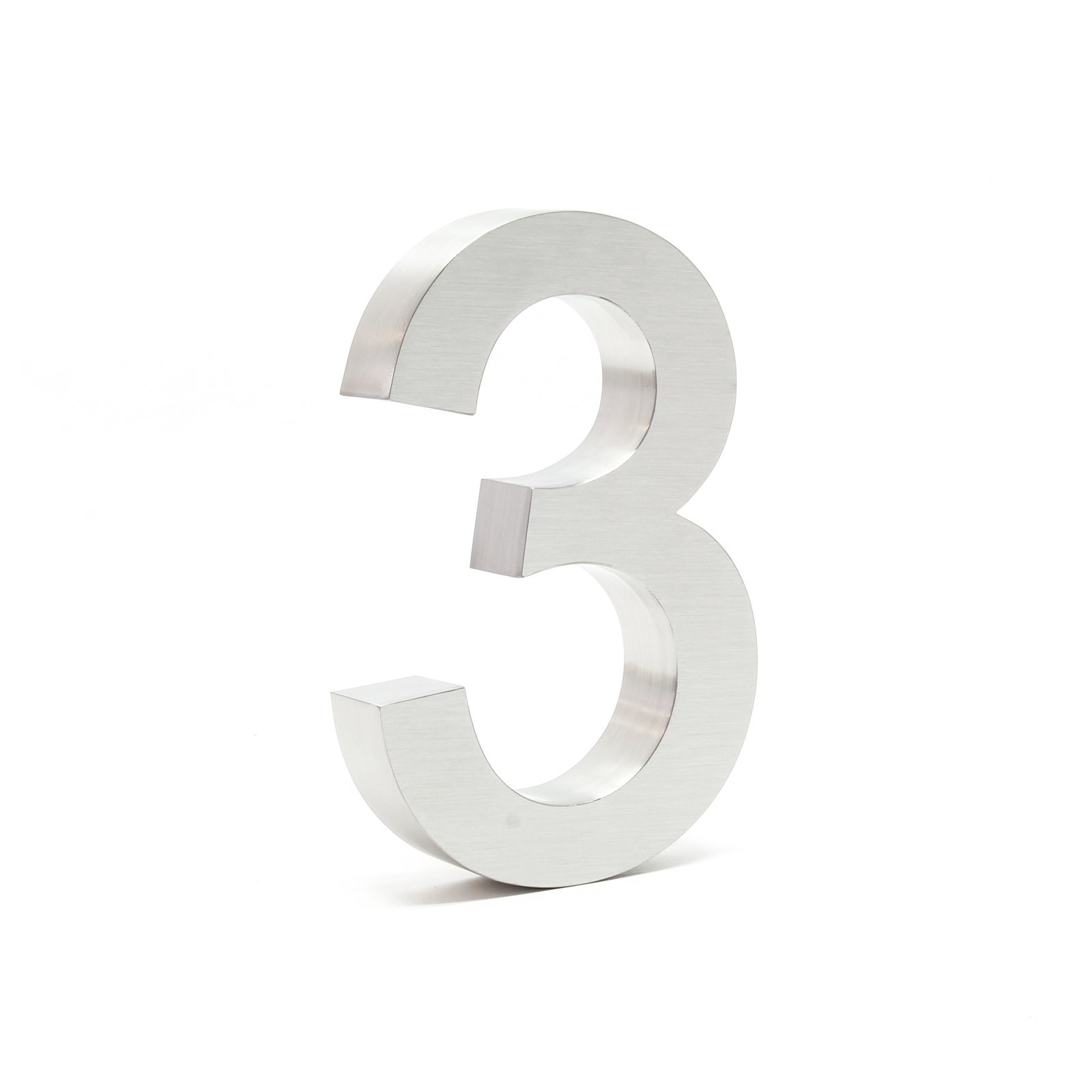 Wiltec Numero civico "3" 3D Arial 20 cm Acciaio Inox resistente alle ...