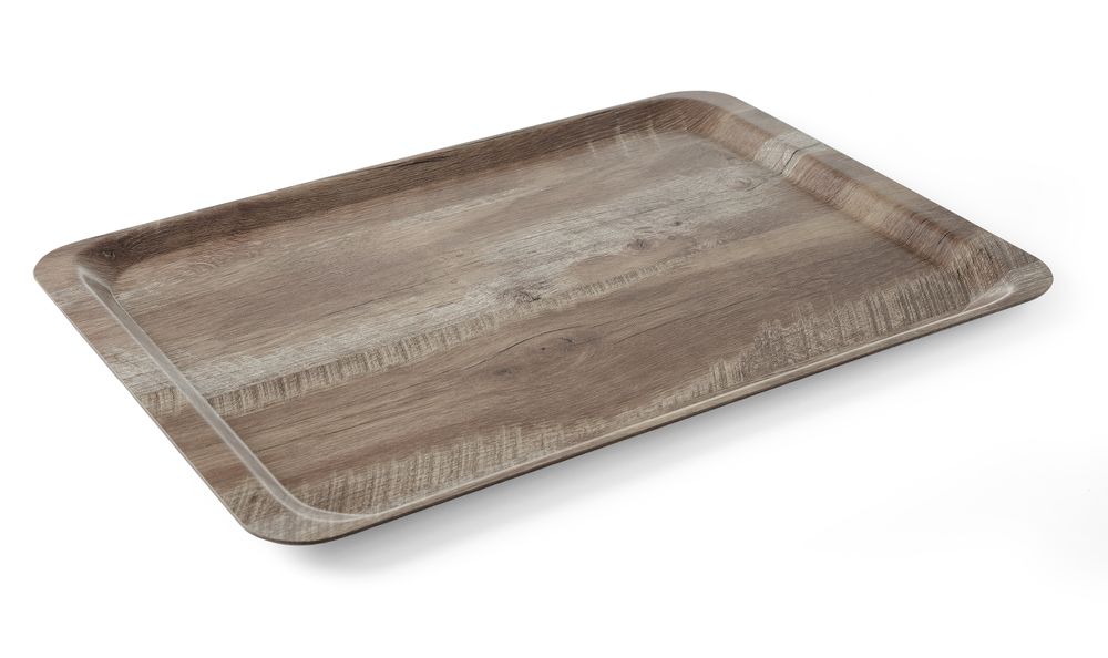 Plateau de Service en mélamine avec imprimé bois 370x530mm - Hendi ...