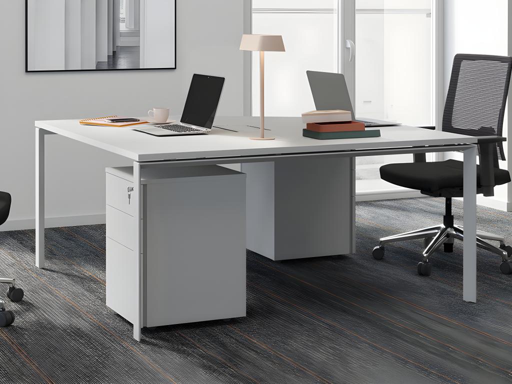 Mesa para oficina para 2 personas - Blanco - Ancho 140 cm - DOWNTOWN ...
