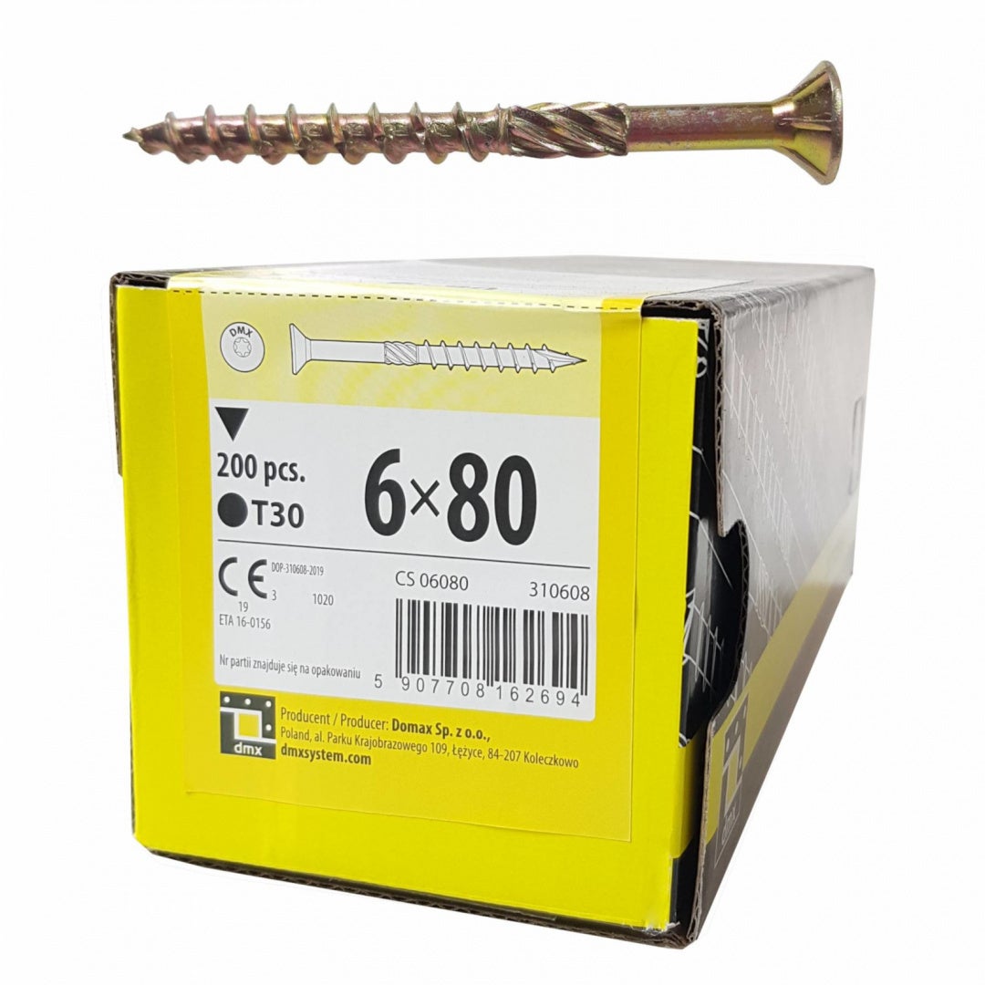 BOITE DE 200 VIS À TÊTE FRAISÉE 6 x 80, EMPREINTE TORX | Leroy Merlin