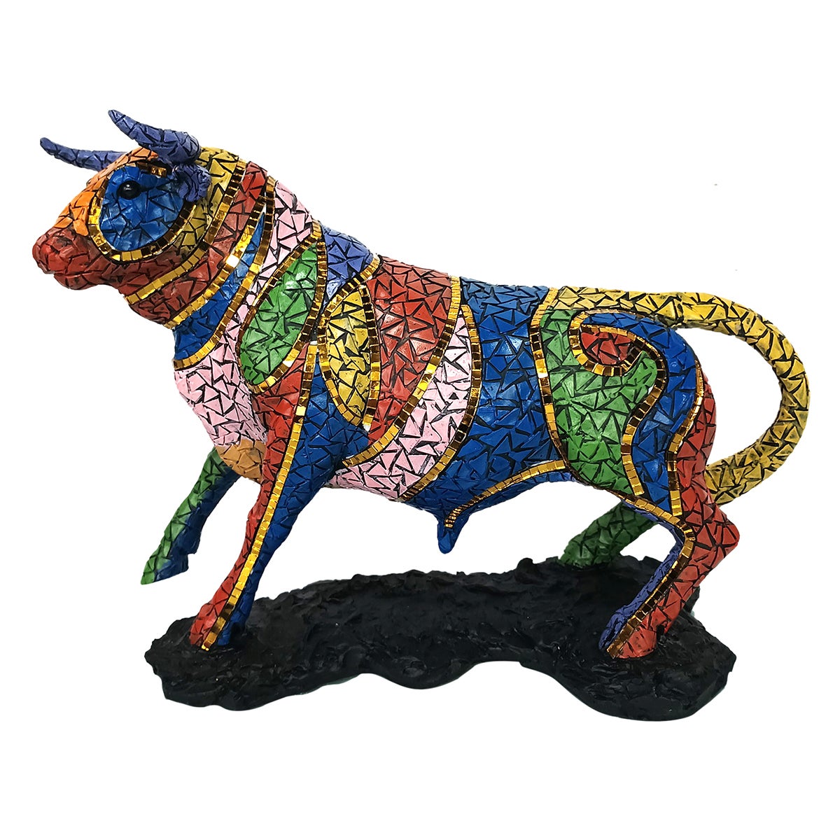 Figura de Toro Multicolor 28 cm x 15 cm x 38 cm Resina Decorativa para ...