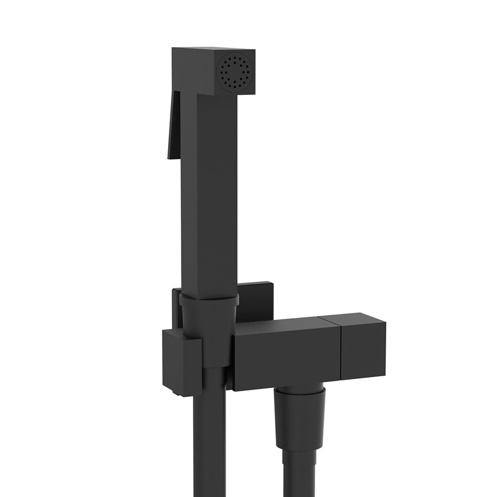 Hydroscope carré noir mat pour toilettes et bidet avec support et tuyau ...