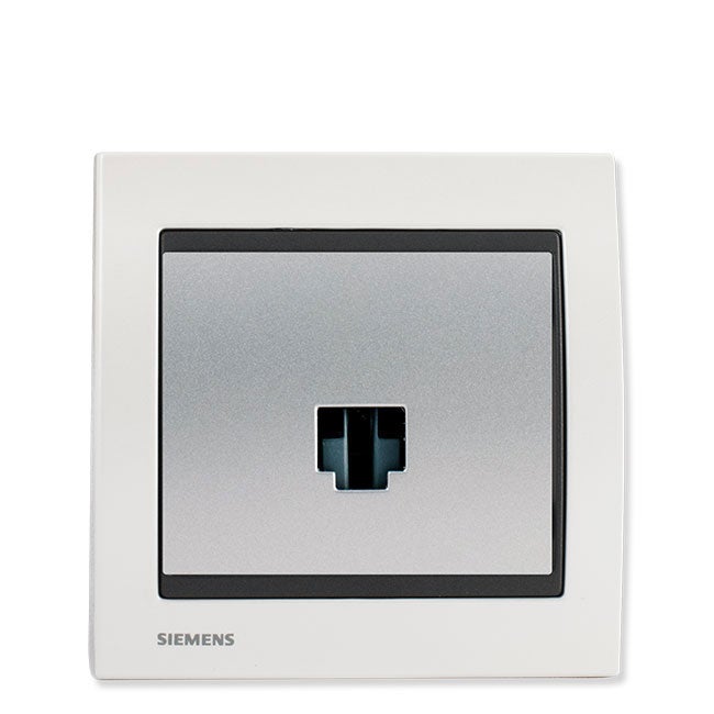 Prise Informatique RJ45 Silver Delta Iris + Plaque Métal Blanc-SIEMENS ...