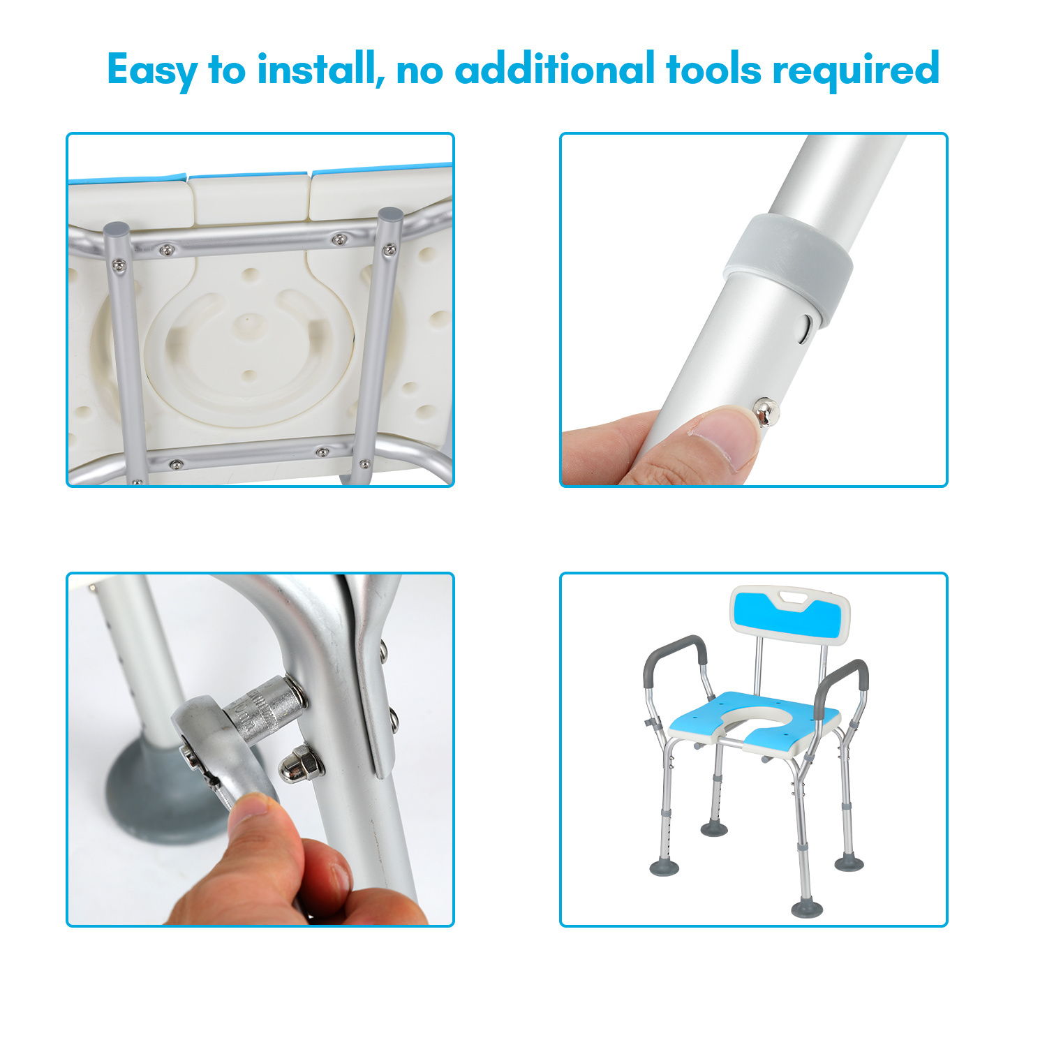 Asiento de ducha 3 en 1 con respaldo y cojín, comodidad y seguridad ...