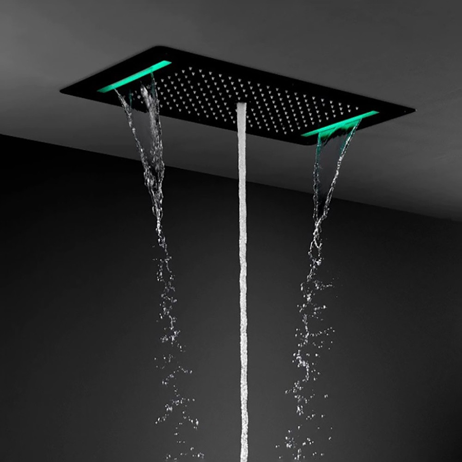 Ducha tipo lluvia LED Roma negra 700 x 380 mm 👉 5 funciones para una ...