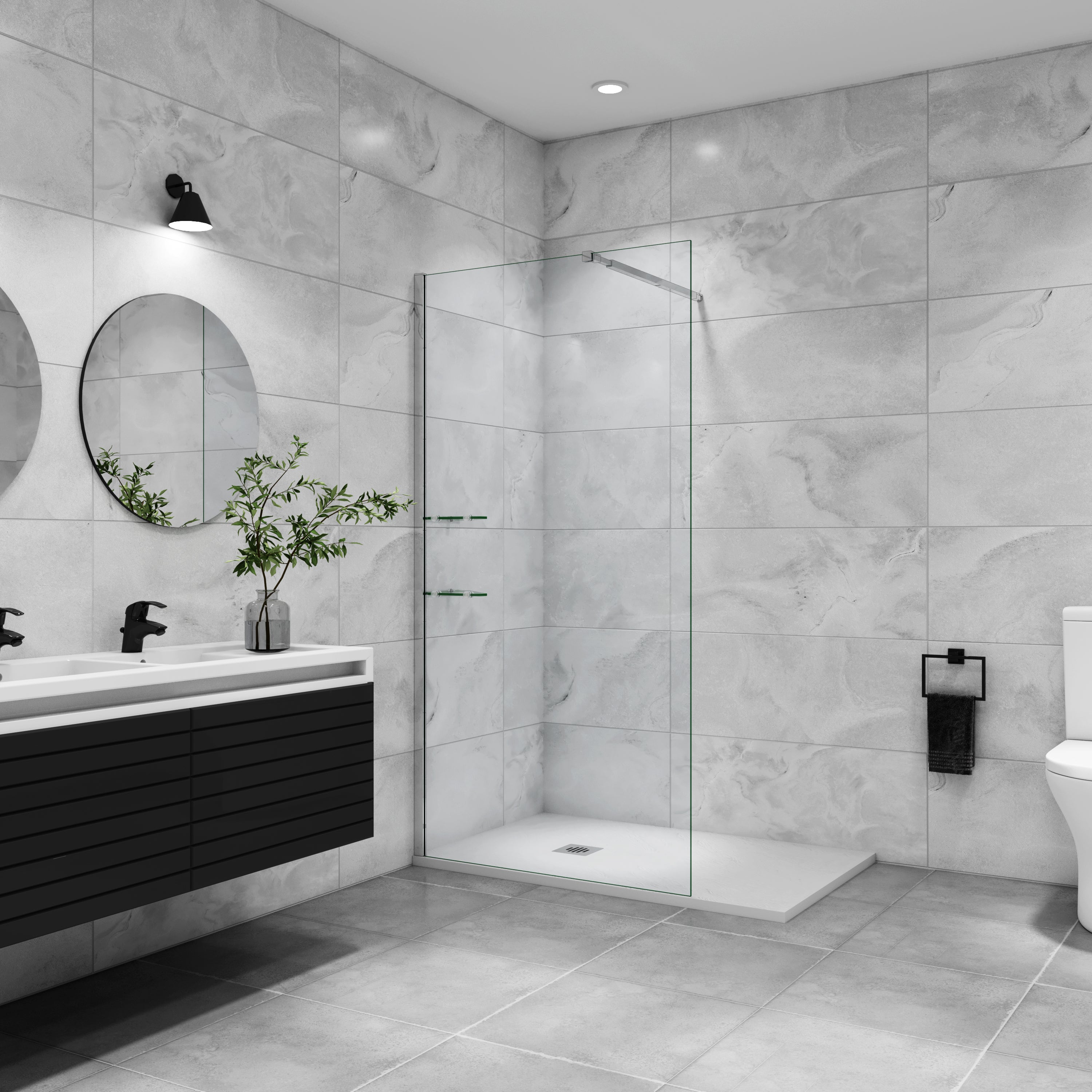 AICA paroi de douche à l'italienne 140 x 190cm paroi de douche avec 2 ...