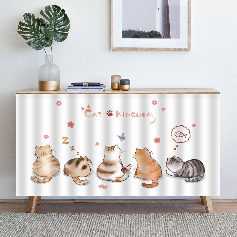 Rideau Armoire de Cuisine,Motif Chat de Dessin Animé Rideaux Armoire ...