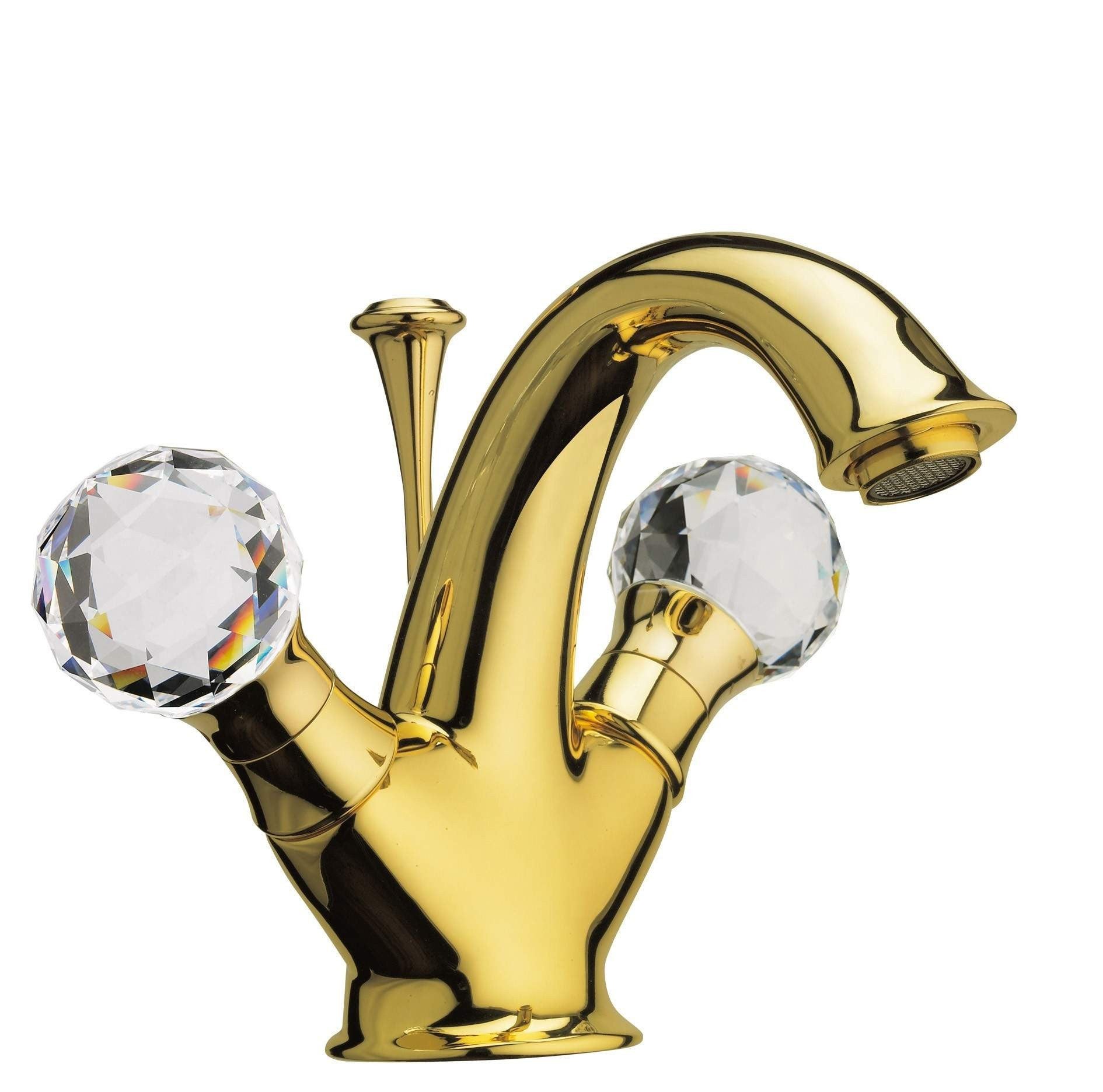 Mezclador de lavabo con tapón de desagüe en acabado dorado Webert Viktoria D700143010 - Oro ...
