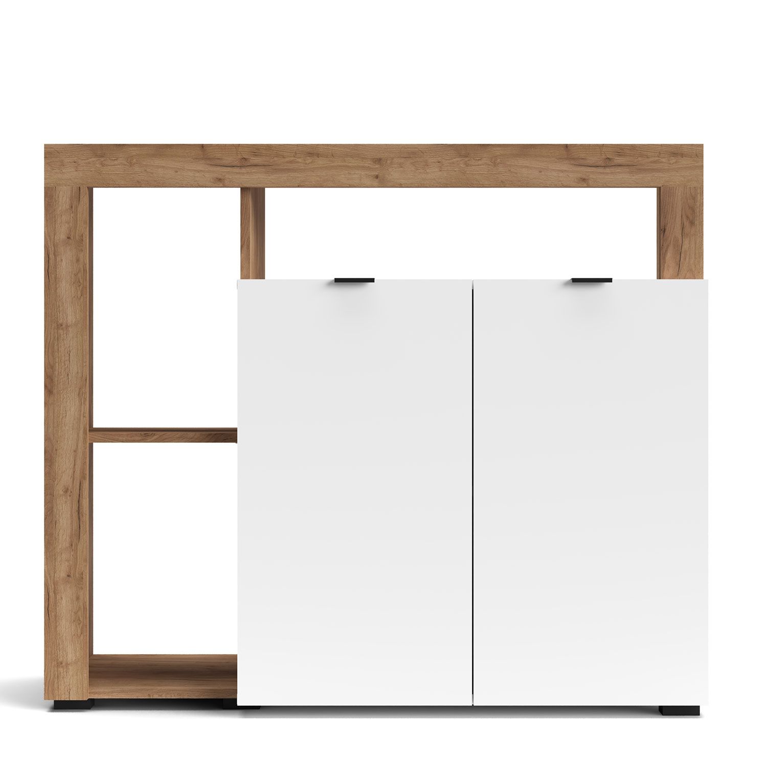 Buffet contemporain 2 portes L108cm Nexact Blanc et Chêne clair | Leroy ...