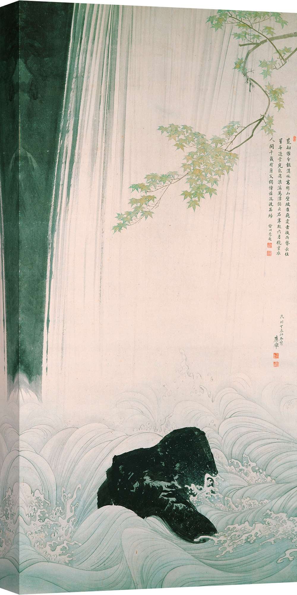 Tableau japonais - impression sur toile - Maruyama Ōkyo - Érable vert et cascade, 1787 - 100x50 ...
