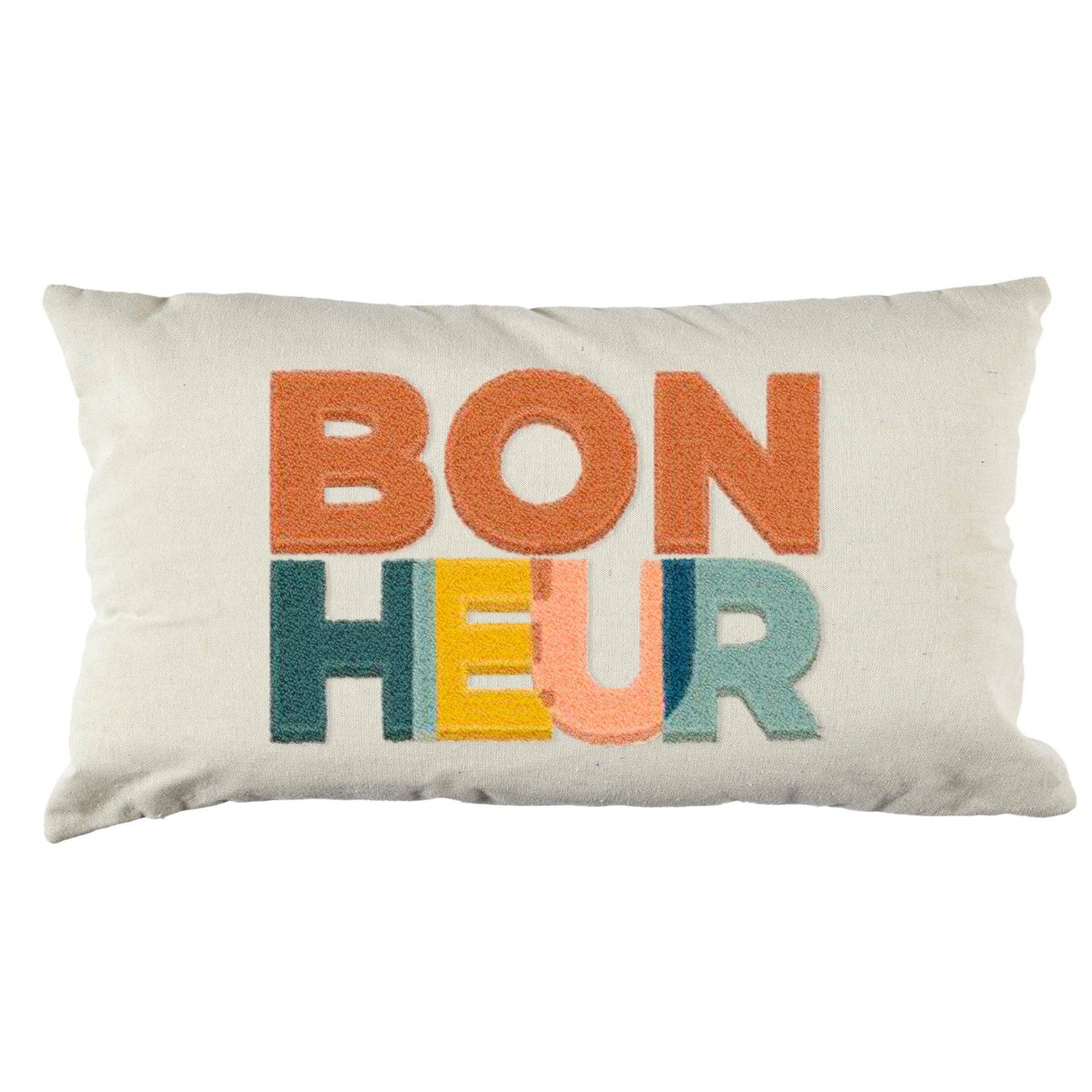 Coussin déhoussable 30x50 cm collection COLOR modèle bonheur | Leroy Merlin