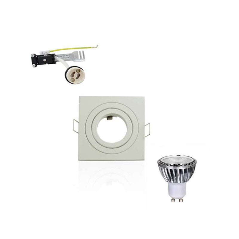LED LED Spot Kit GU10 5W (50W) Quadrato bianco caldo 2700K | Leroy Merlin