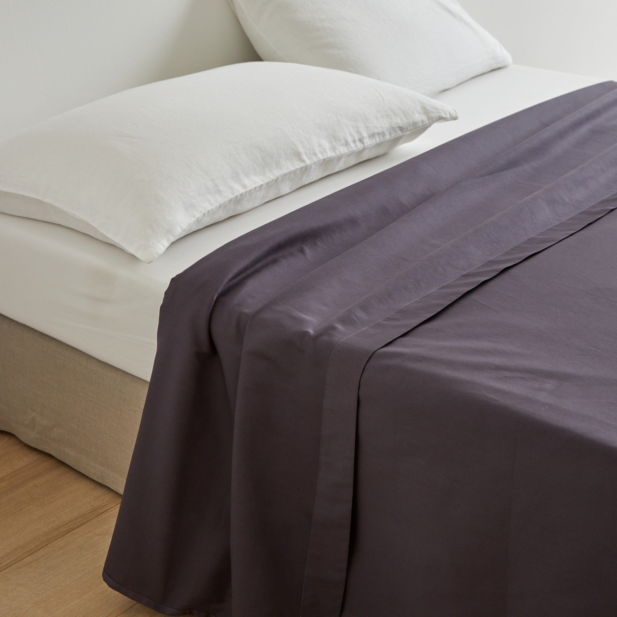 MADURA - Drap plat Aurore en Satin de coton 120 fils/cm² Gris 180x290 ...