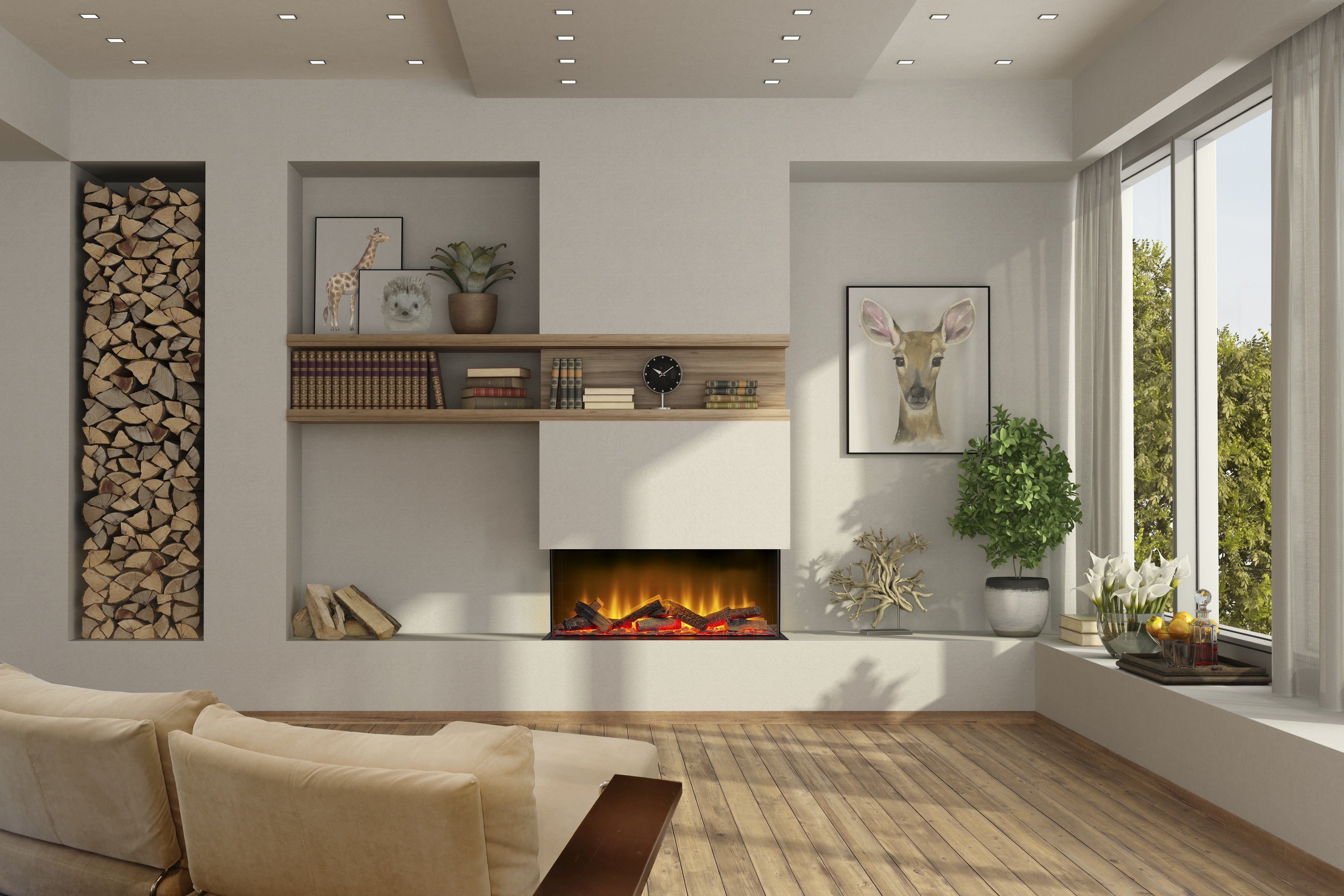 Cheminée électrique Acantha Aspire 75 Mur multimédia panoramique ...